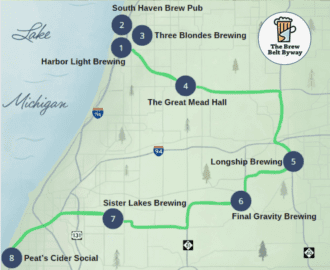 Map of Southwest Michigan Breweries - The Brew Belt Byway
